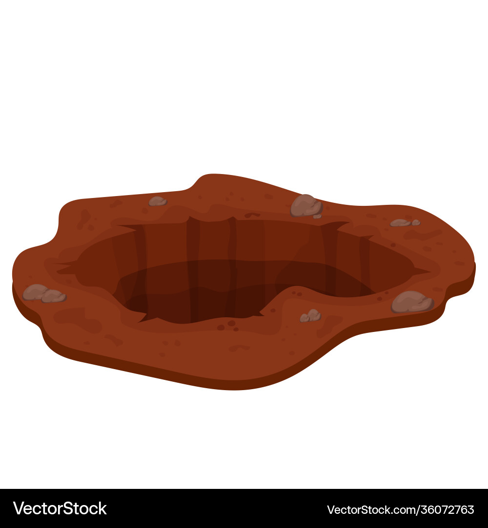 Hole in ground pit cartoon style isolated Vector Image