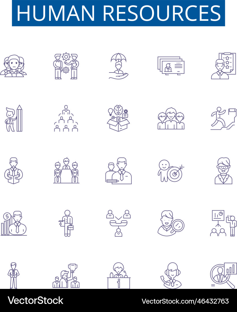 Human resources line icons signs set design Vector Image