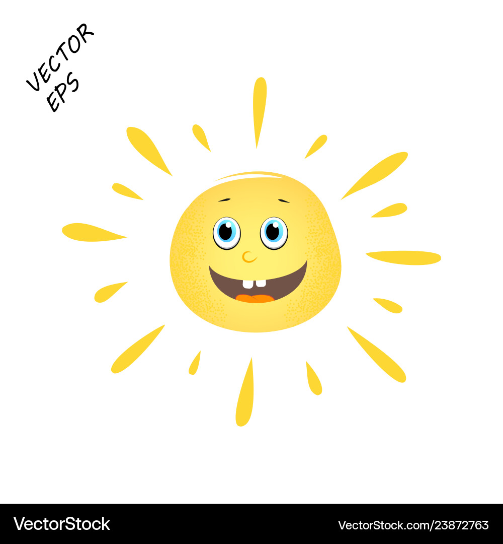 Laughing sun child drawing sun summer Royalty Free Vector