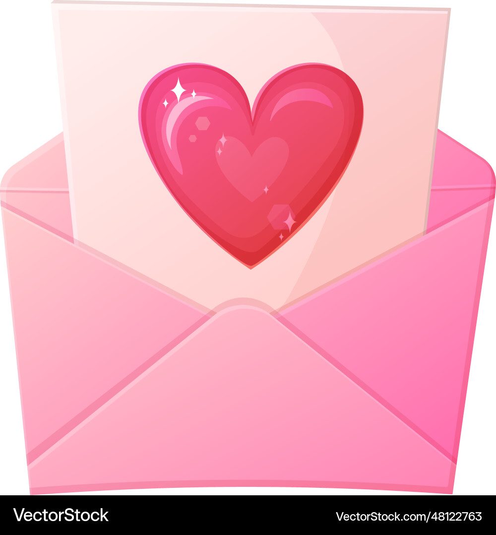 Love letter open envelope with letter with heart Vector Image