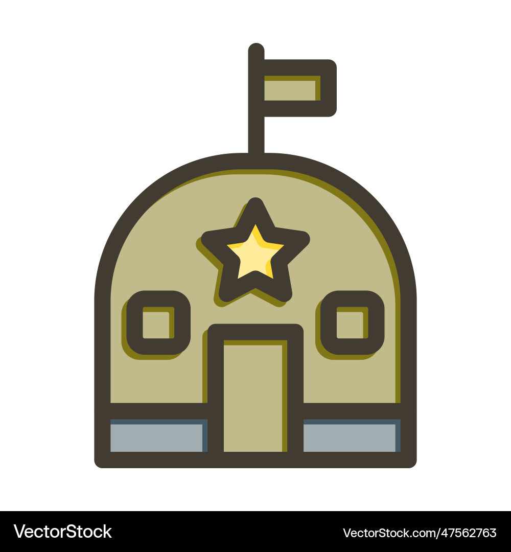 Military base thick line filled colors Royalty Free Vector