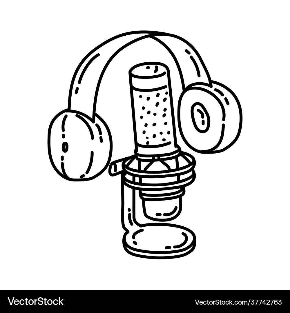 Podcast icon doodle hand drawn or outline icon Vector Image
