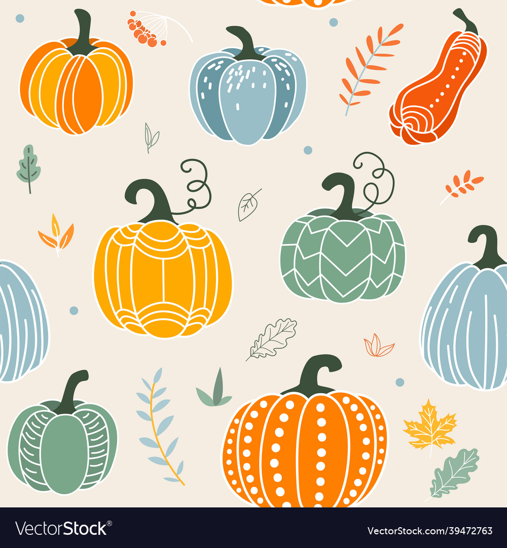 Pumpkin seamless pattern Royalty Free Vector Image