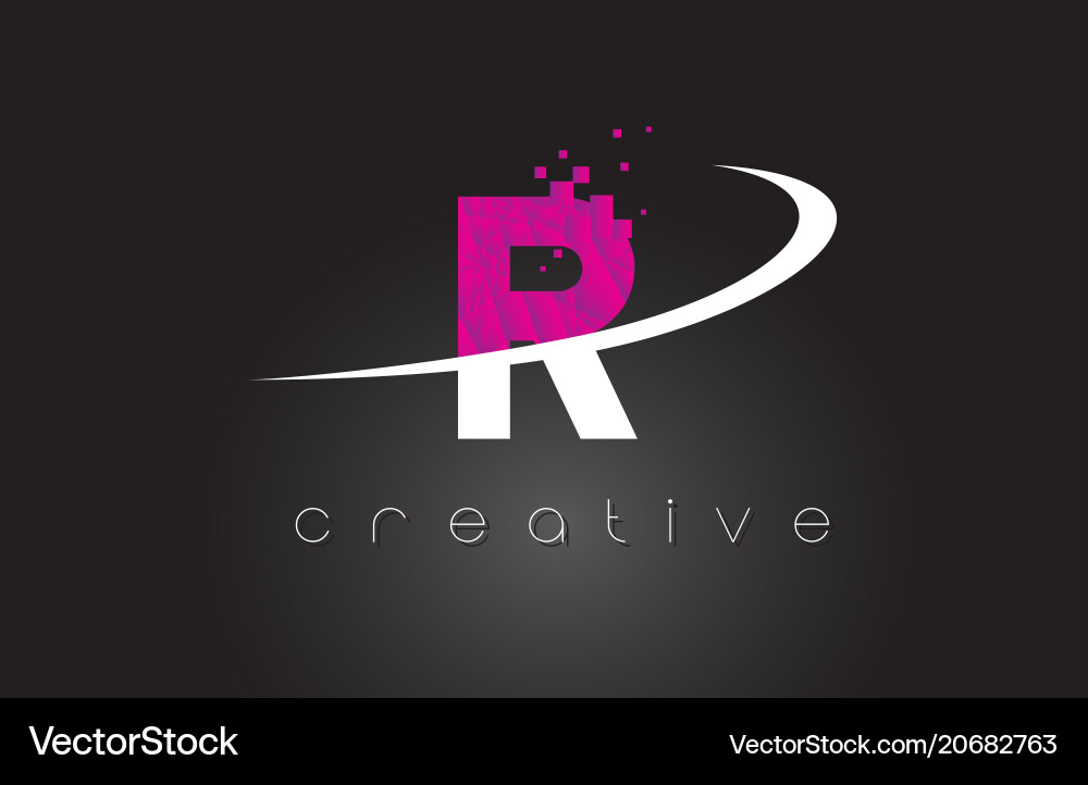 R creative letters design with white pink colors Vector Image