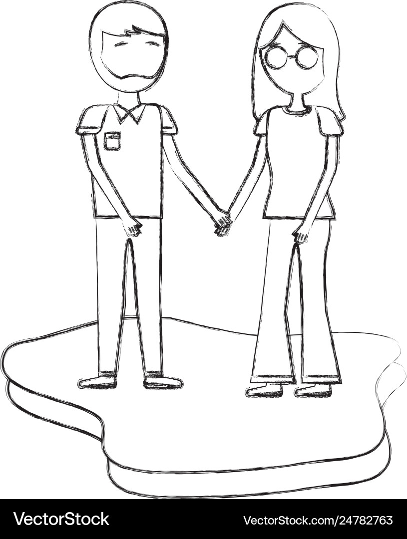 Romantic couple holding hands together Royalty Free Vector