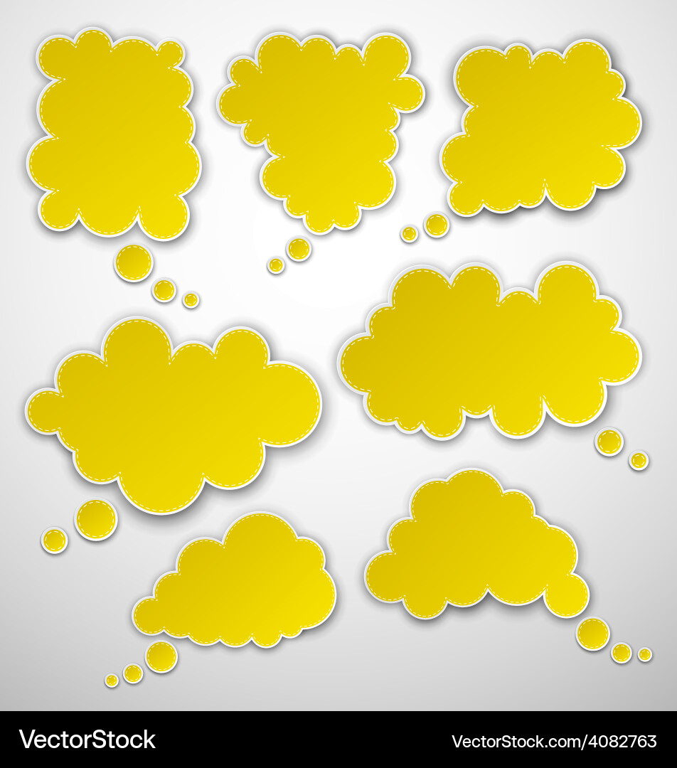 Set of paper yellow clouds Royalty Free Vector Image
