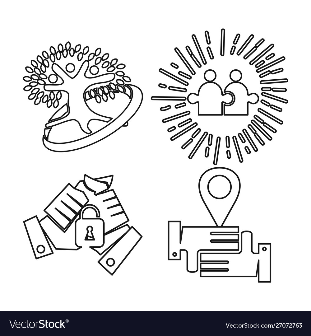 Tree shine pin lock commitment teamwork together Vector Image