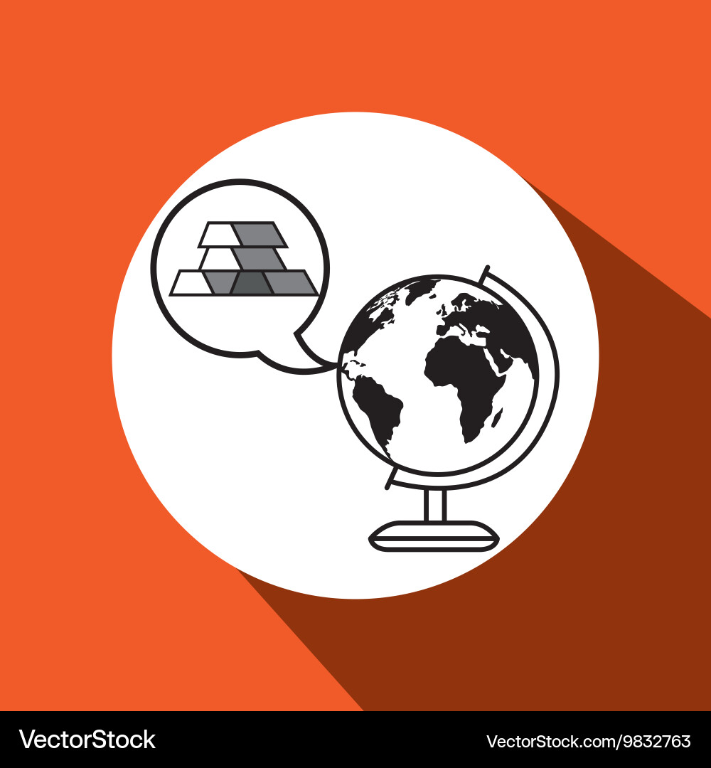 World map with bar gold isolated icon design Vector Image