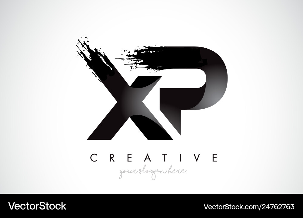 Xp letter design with brush stroke and modern 3d Vector Image