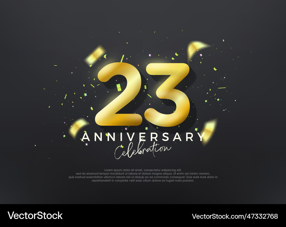 23rd anniversary numbers gold luxury background Vector Image