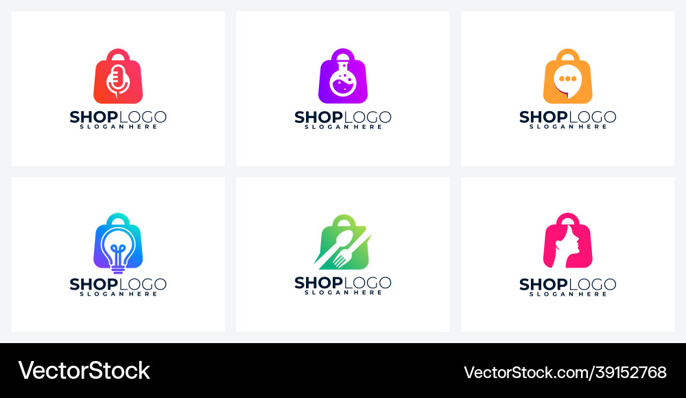 Creative shopping logo or icon design collection Vector Image