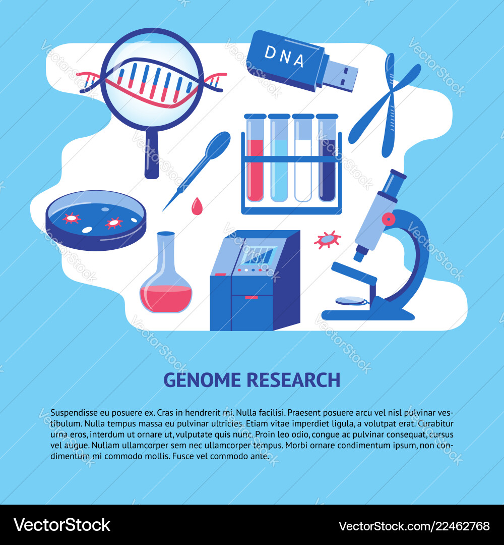 Dna genome research banner template in flat style Vector Image