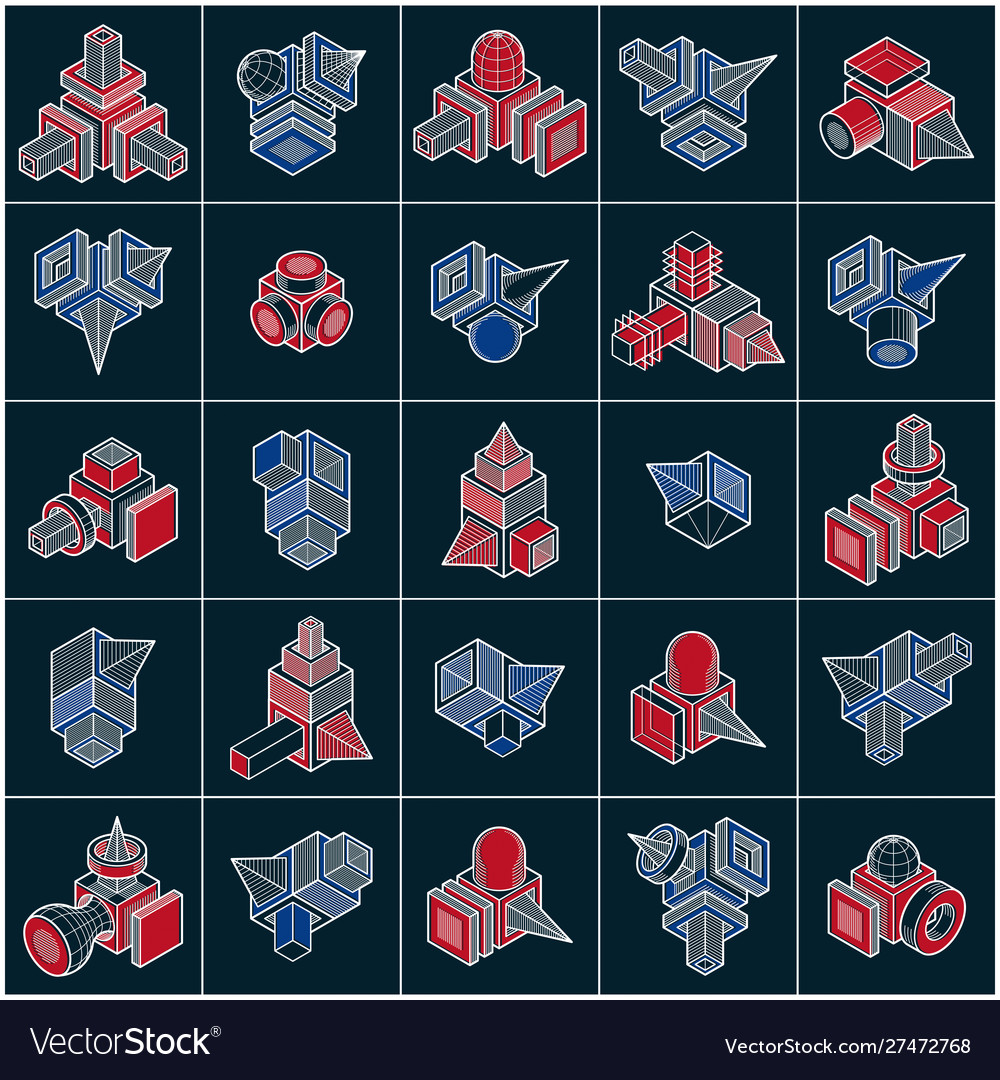 Engineering abstract shape set Royalty Free Vector Image