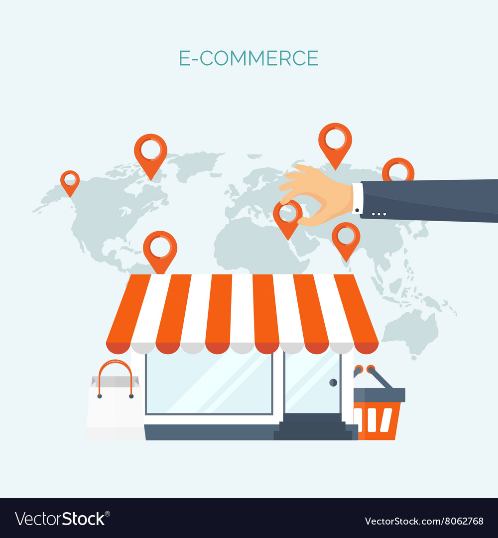 Flat header shopping web Royalty Free Vector Image