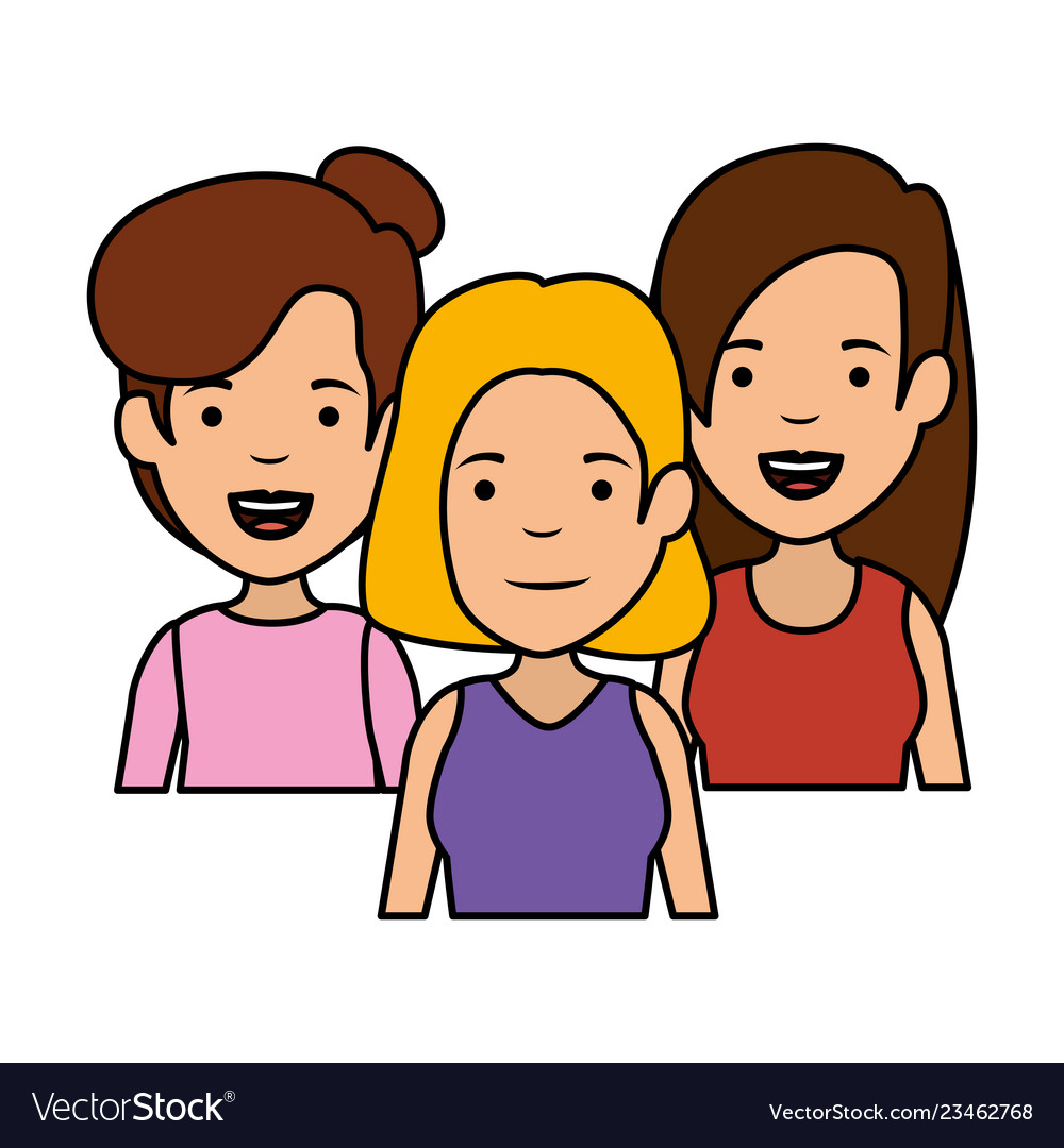 Group Of Girls Avatars Characters Royalty Free Vector Image