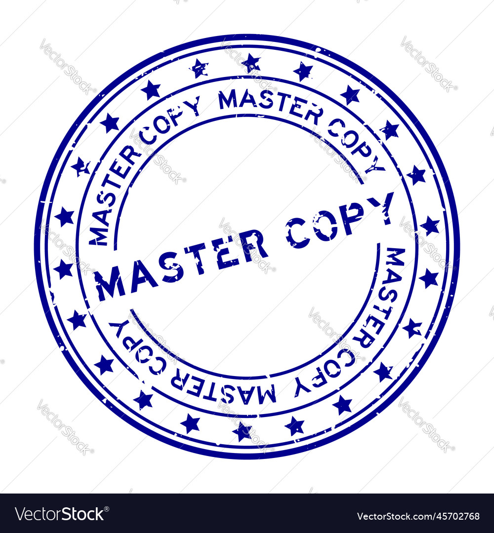 Grunge blue master copy word round rubber seal Vector Image