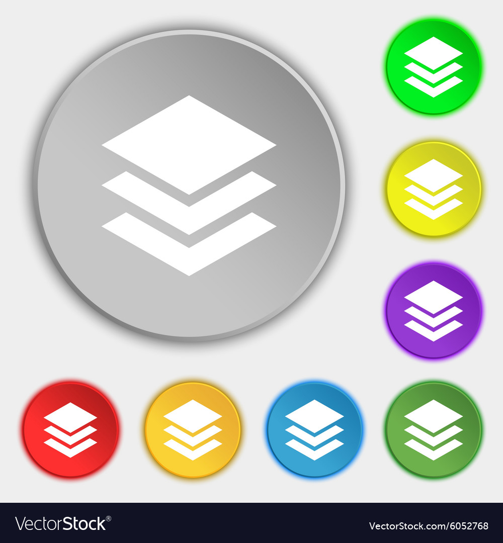 Layers icon sign symbols on eight flat buttons Vector Image
