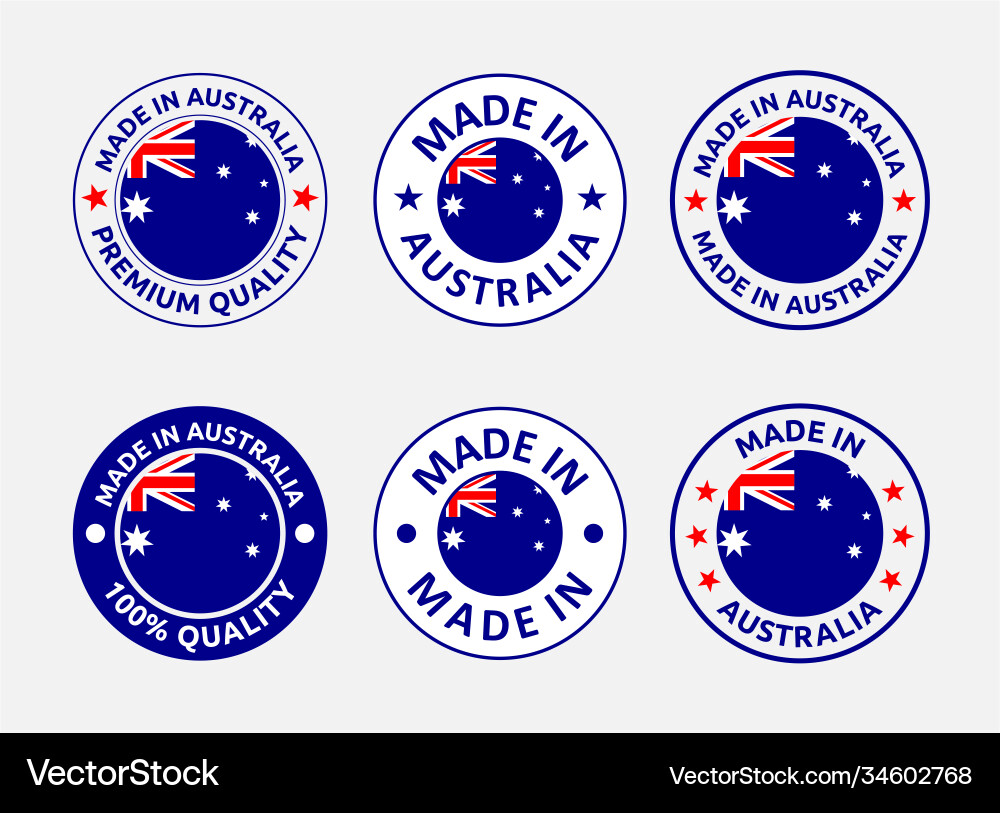 Made in australia labels set made in commonwealth Vector Image