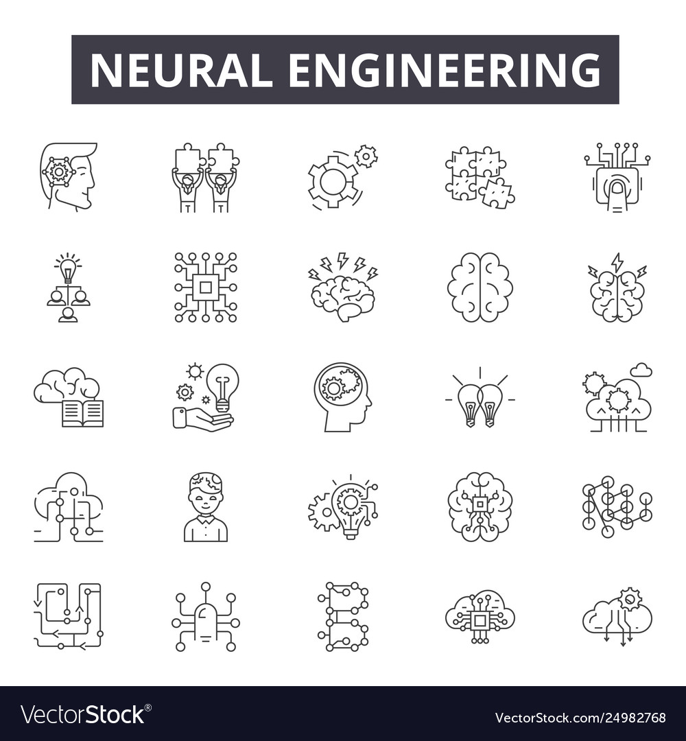 Neural engineering line icons signs set Royalty Free Vector Neural engineering line icons signs set Royalty Free Vector