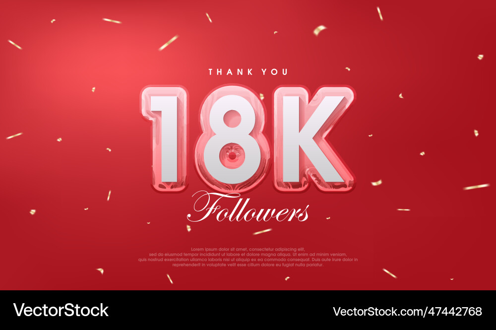 Red background for 18k followers celebration Vector Image