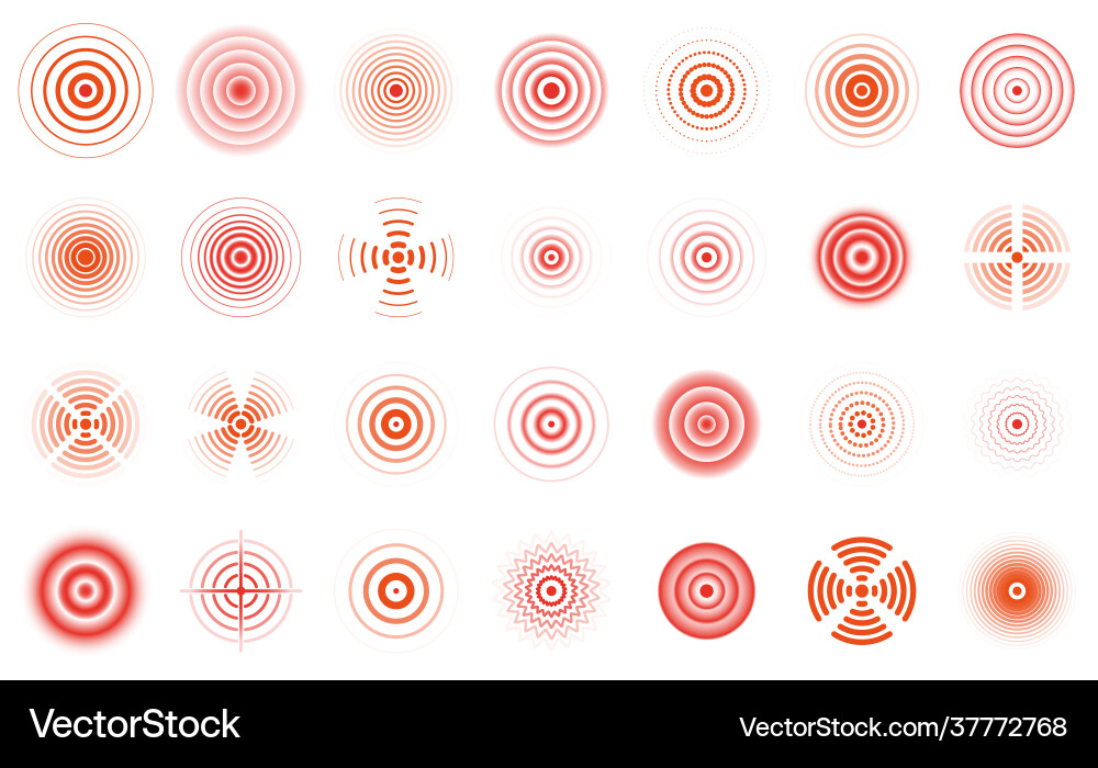 Red pain circles pain localisation circle Vector Image