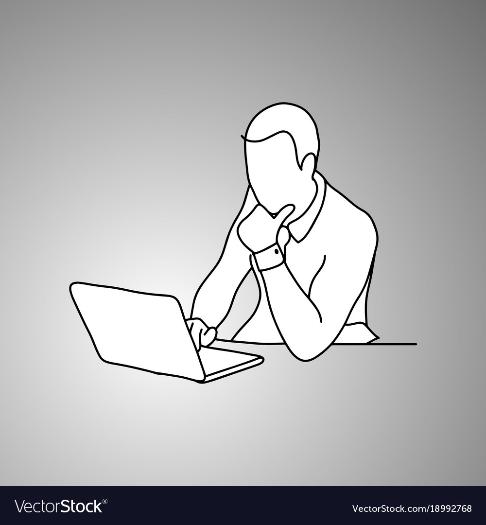 Serious businessman using notebook laptop Vector Image