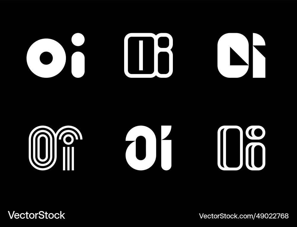 Set of letter oi logos Royalty Free Vector Image