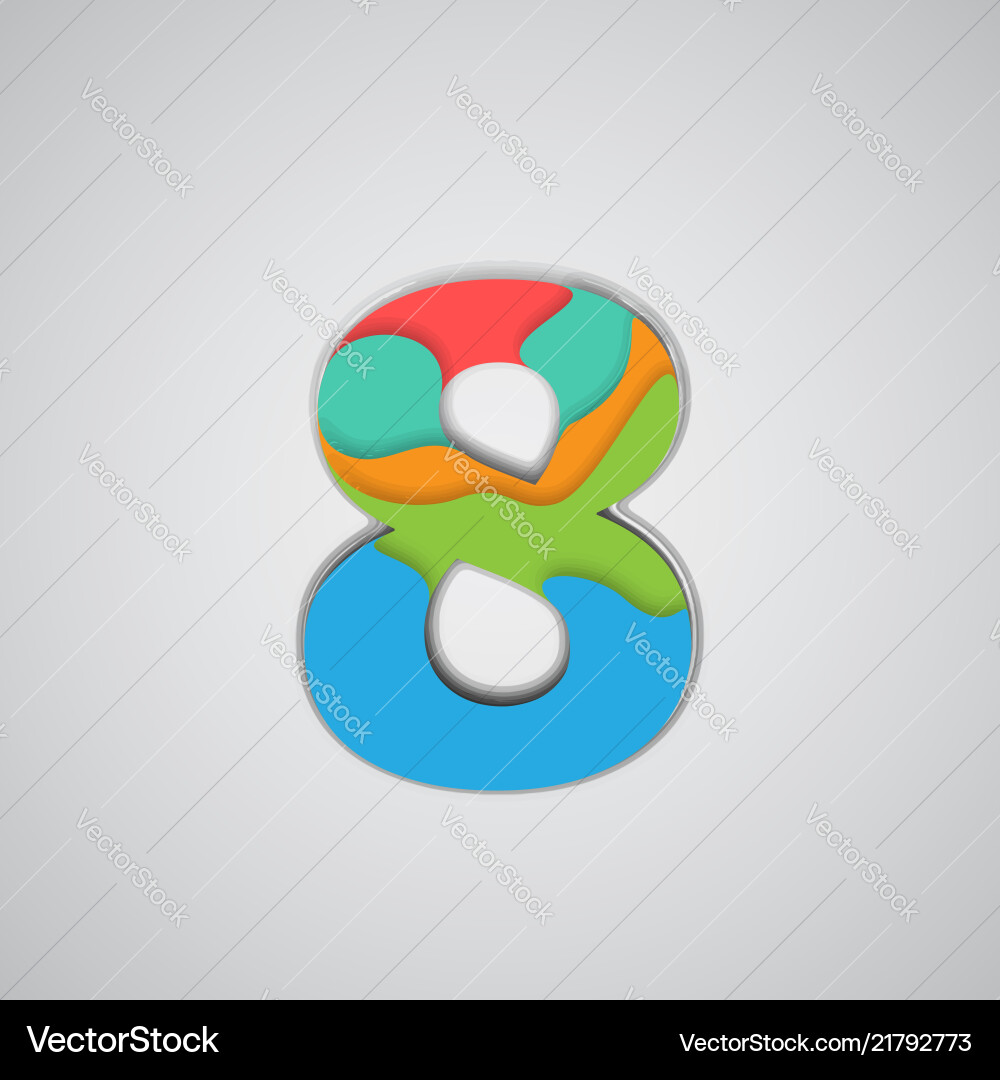 Colorful papercut layered number Royalty Free Vector Image