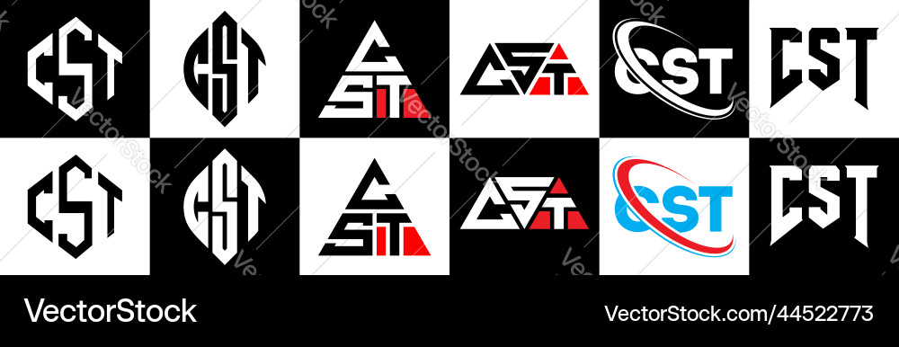Cst letter logo design in six style polygon Vector Image