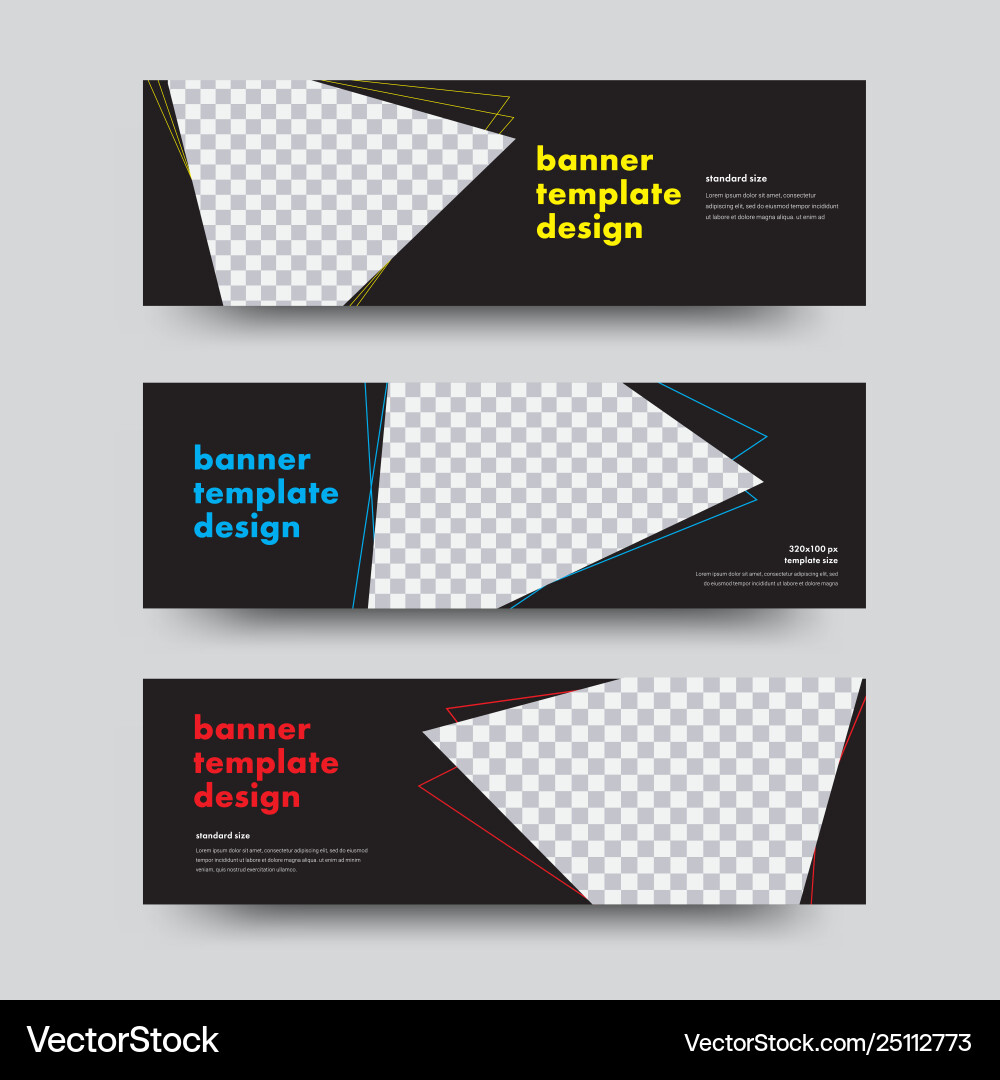 Design black horizontal web banners Royalty Free Vector