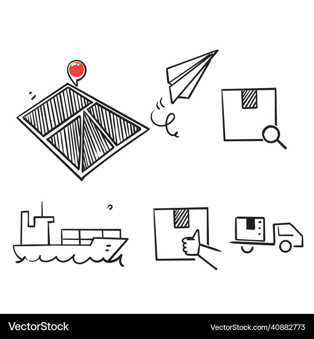 Hand drawn doodle delivery shipping icon related Vector Image