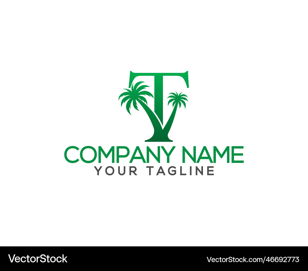 Letter t with coconut and palm tree logo design Vector Image