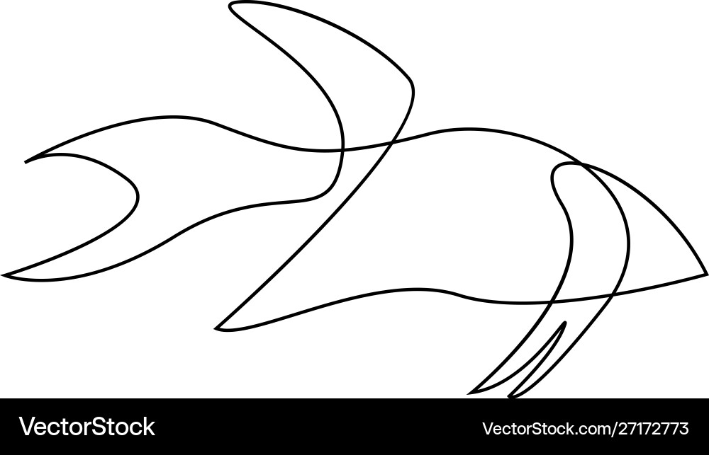One line fish design silhouette logo design hand Vector Image