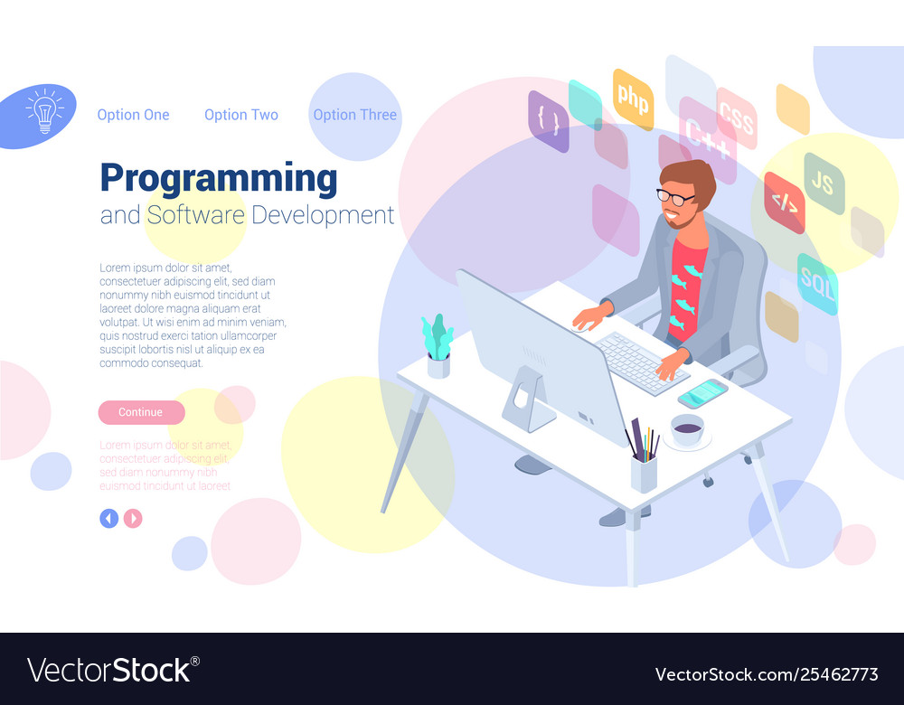 Programmer at work Royalty Free Vector Image - VectorStock