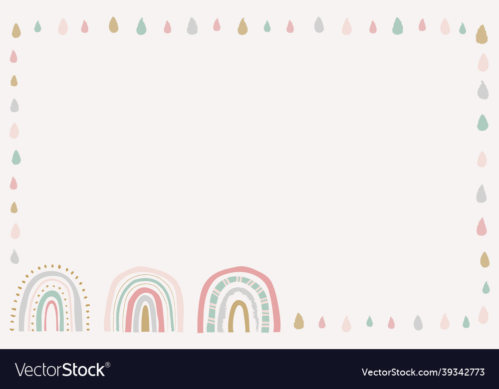 Rainbow frame cute doodle border Royalty Free Vector Image