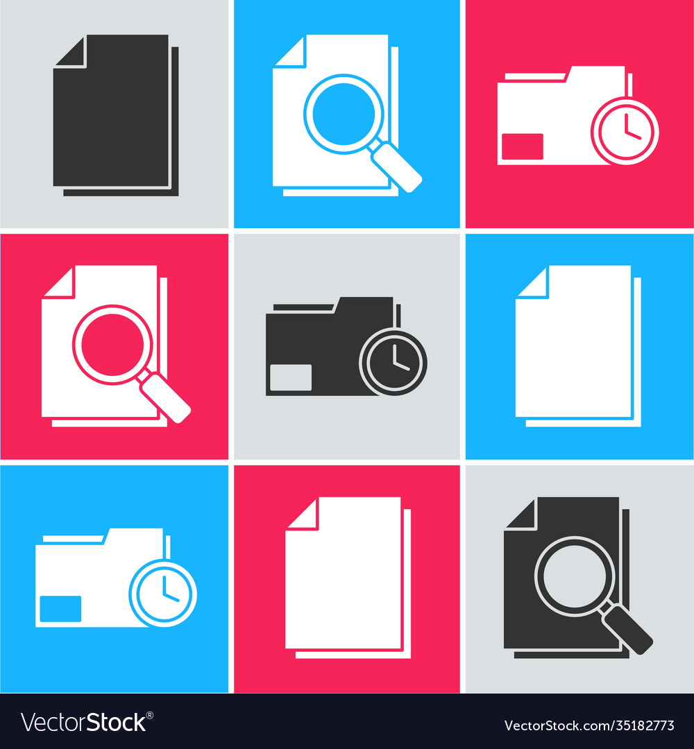 Set document document with search and document Vector Image