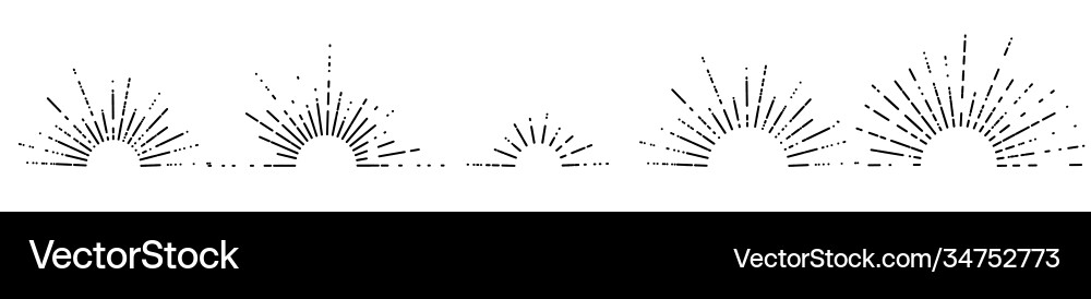 Set five retro style sunburst shapes halves Vector Image