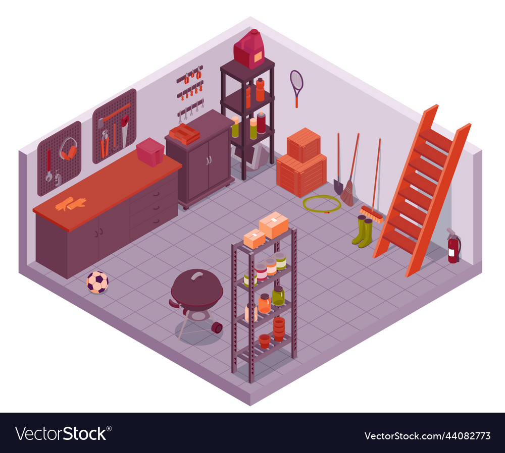 Storeroom isometric composition Royalty Free Vector Image