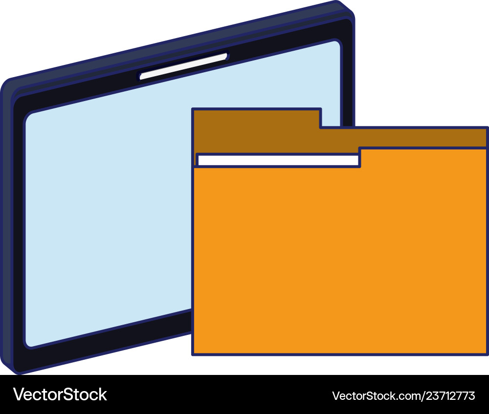 Tablet and folder symbol Royalty Free Vector Image