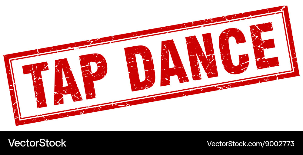 Tap dance red square grunge stamp on white Vector Image