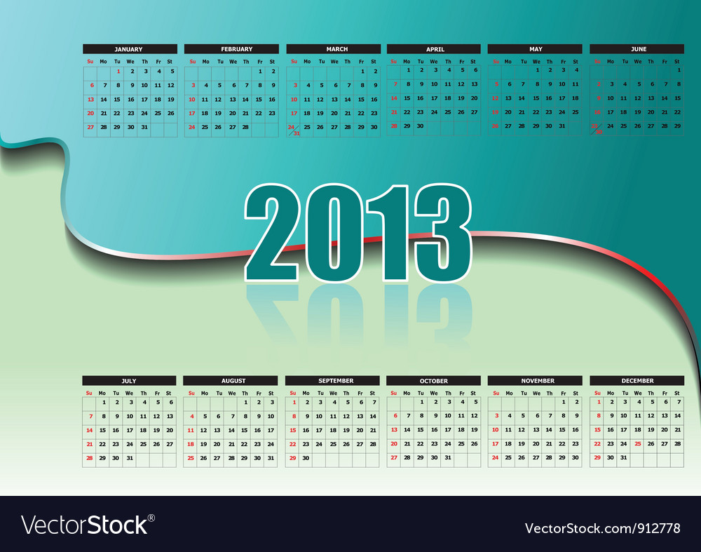 2013 Calendar Royalty Free Vector Image - Vectorstock