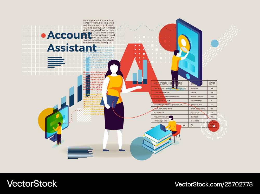 Alphabet letter a with account assistant Vector Image