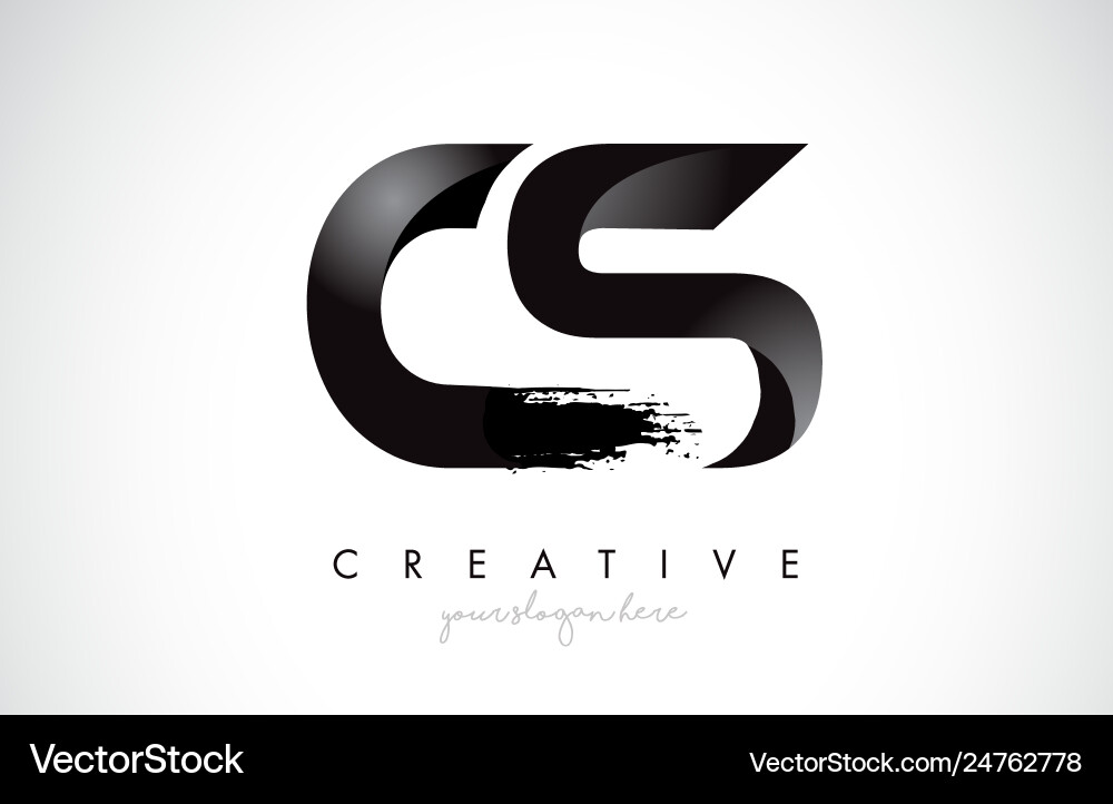 Cs letter design with brush stroke and modern 3d Vector Image