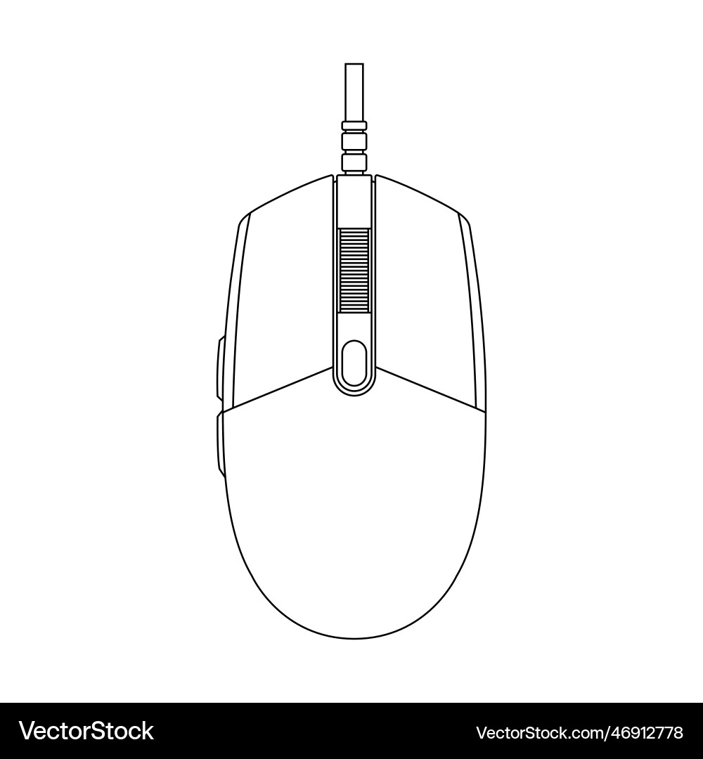 Gaming mouse outline icon on isolated white Vector Image