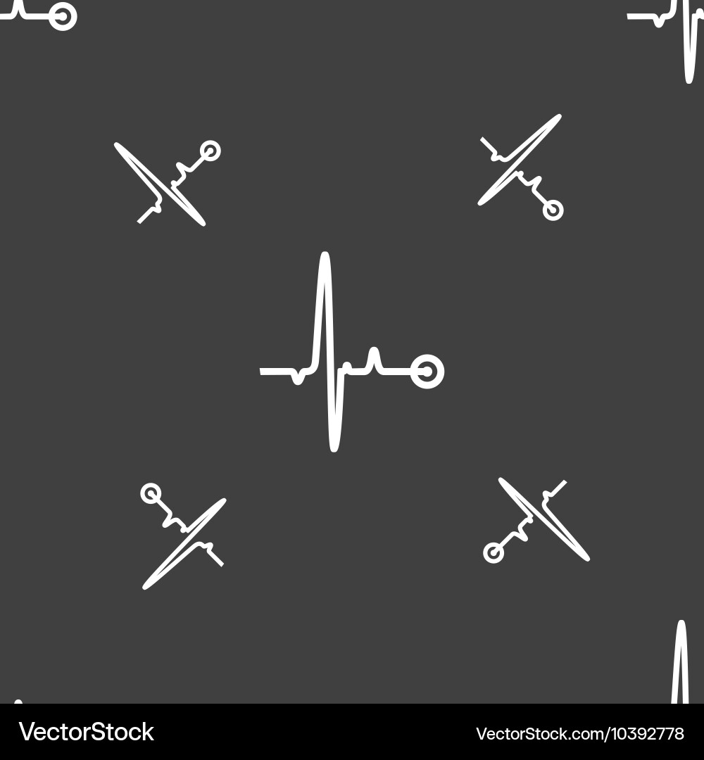 Heartbeat sign seamless pattern on a gray Vector Image