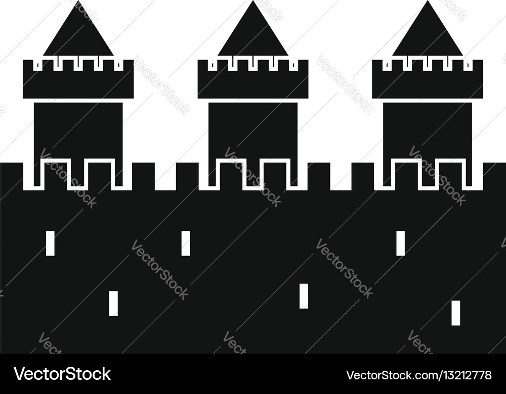 Medieval wall and towers icon simple style Vector Image