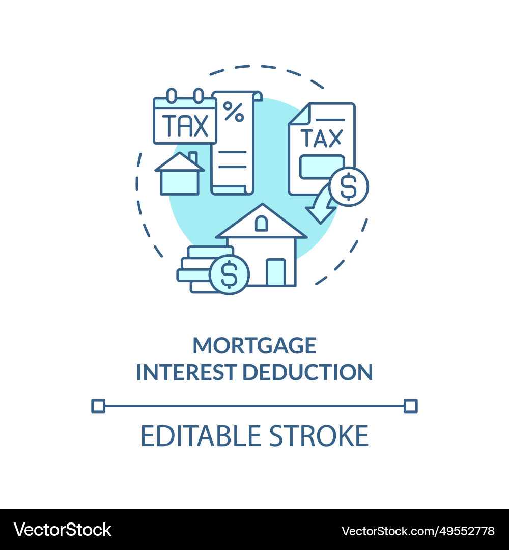 Mortgage interest deduction soft blue concept icon