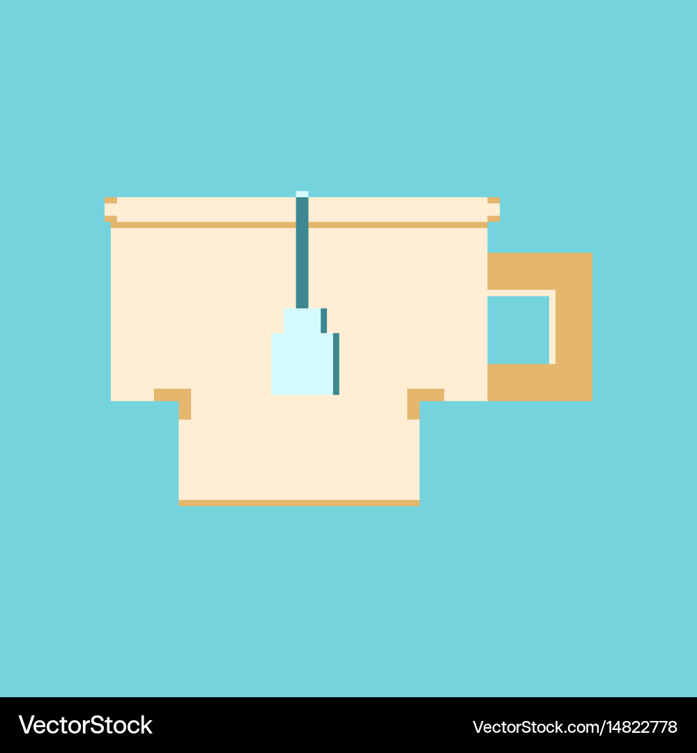 Pixel icon in flat style cup of tea Royalty Free Vector