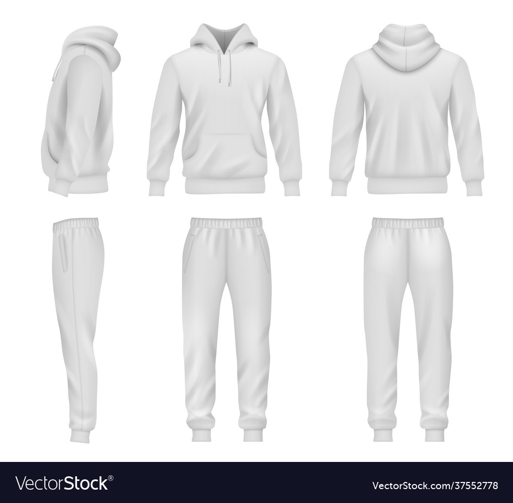Sportswear Hoodie Mockup Tracksuit Sweatpants Vector Image