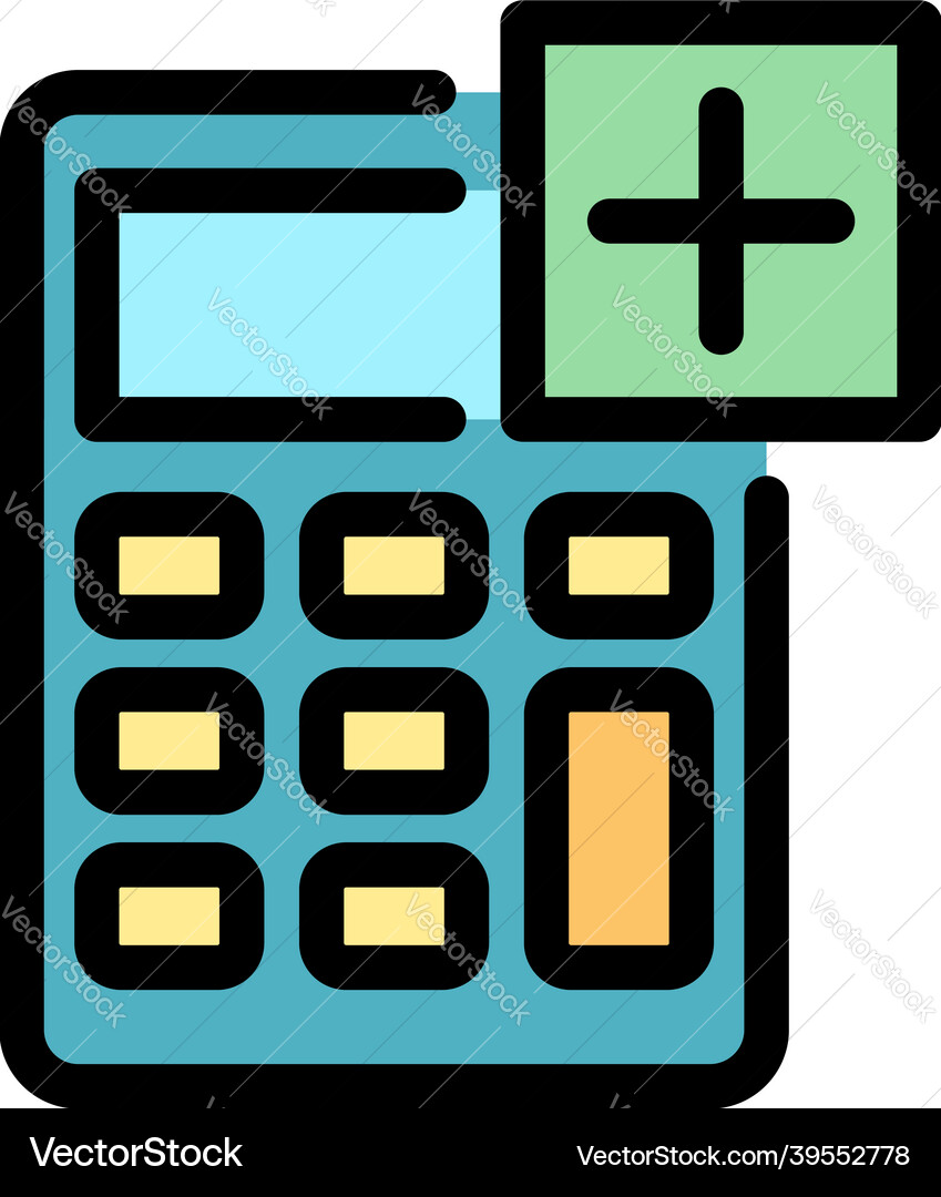 Sum calculator icon color outline Royalty Free Vector Image